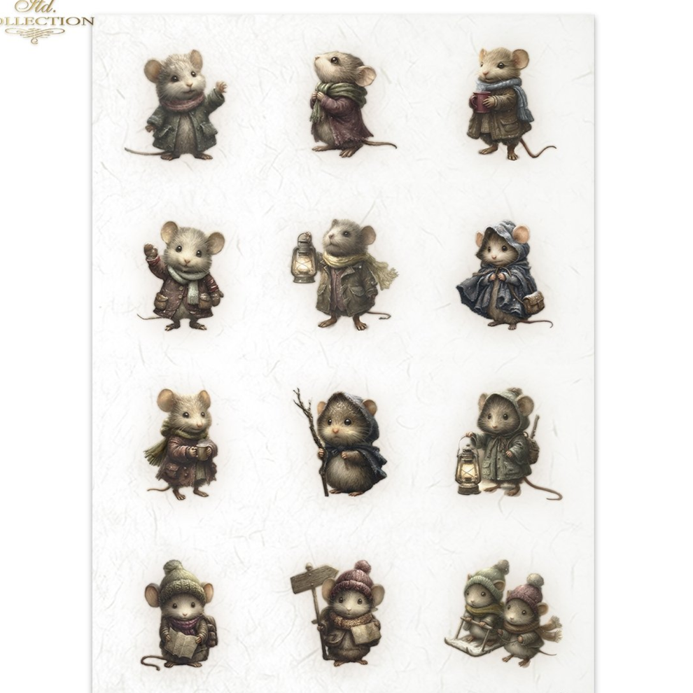 Winter Mice 12 Portraits - Decoupage Rice Paper – Milton's Daughter