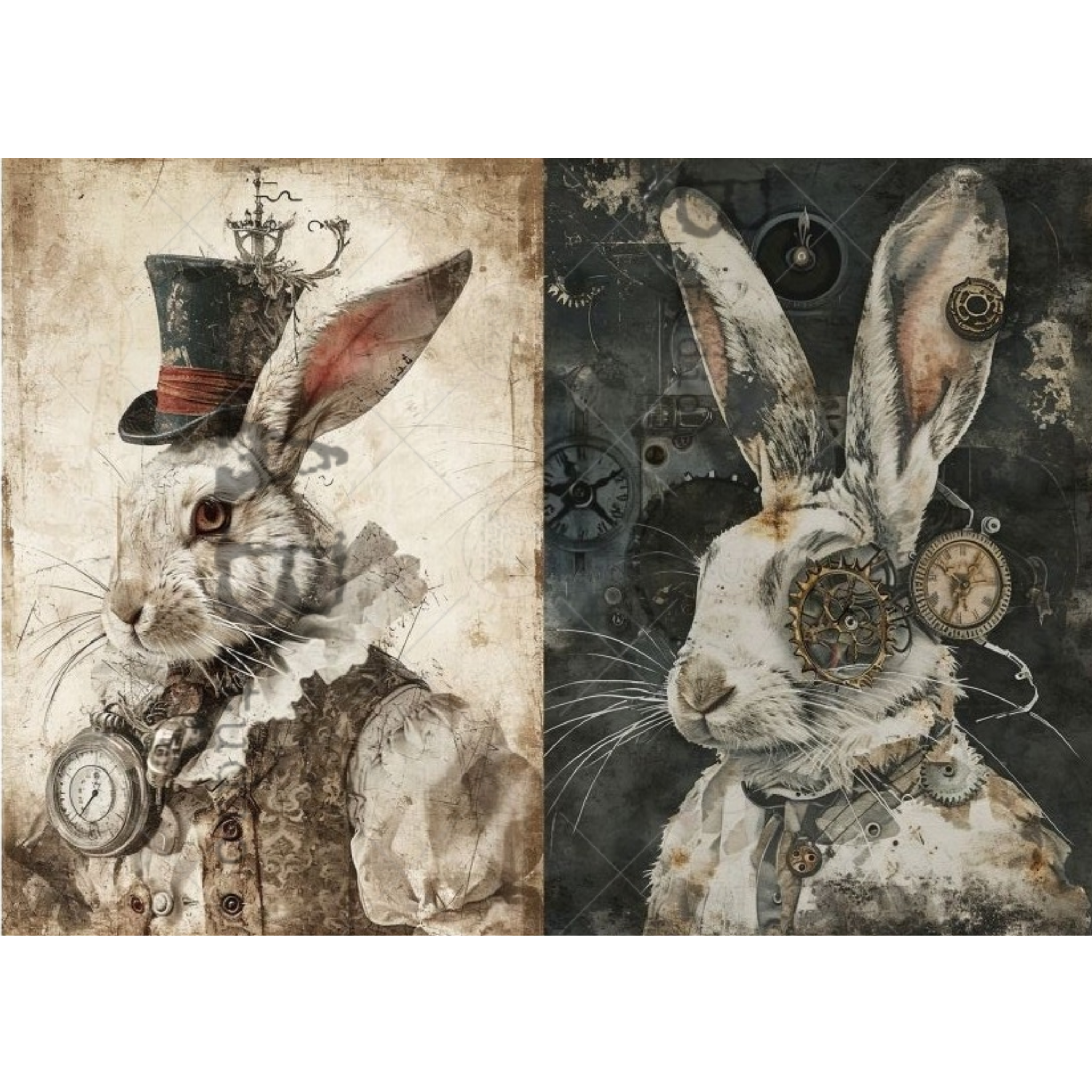 Steampunk Rabbits - Decoupage Rice Paper – Milton's Daughter
