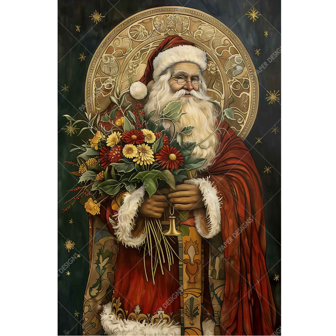 St. Nicholas With Flowers III - Decoupage Rice Paper – Milton's Daughter
