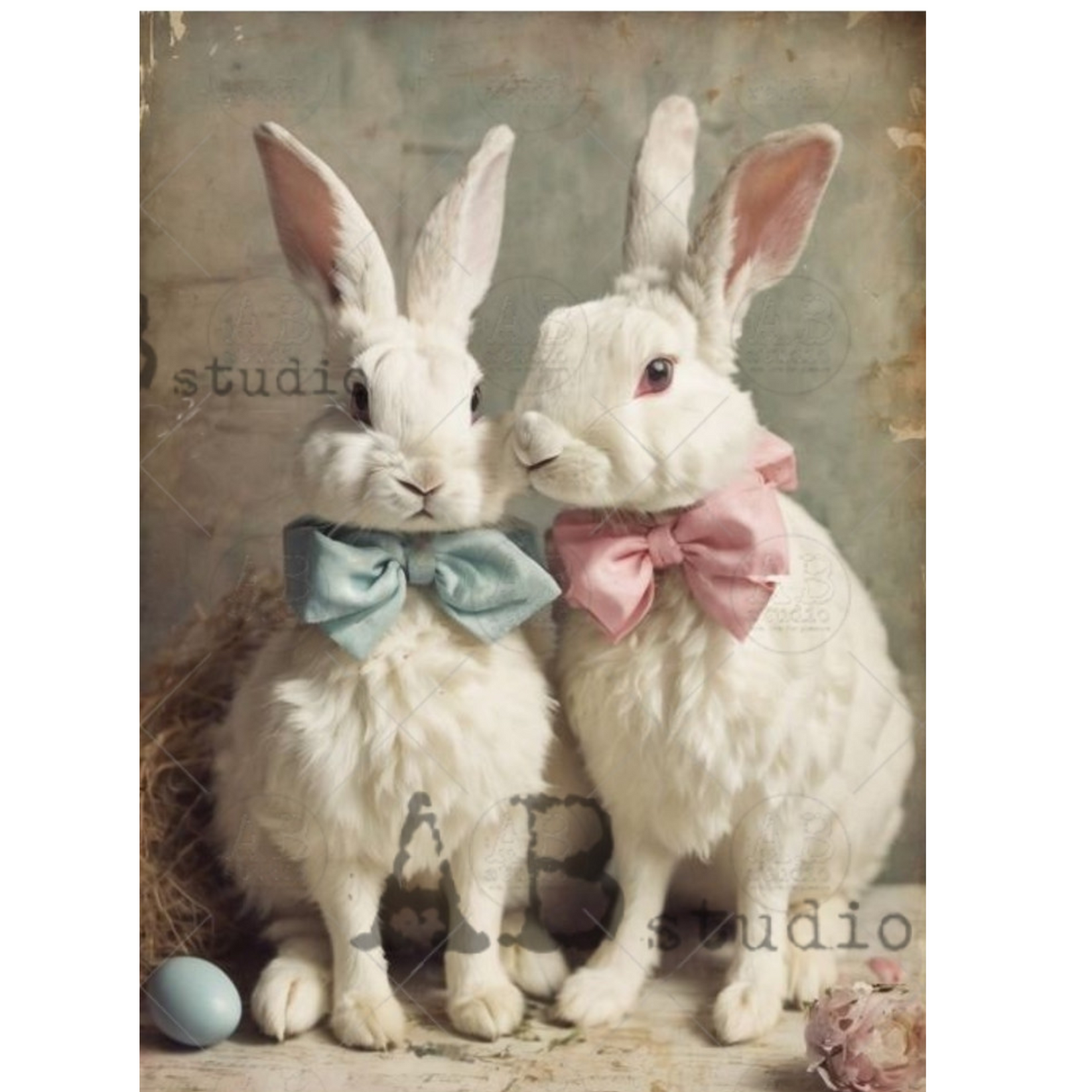 White Boy and Girl Bunny - Decoupage Rice Paper by AB Studio – Milton's ...