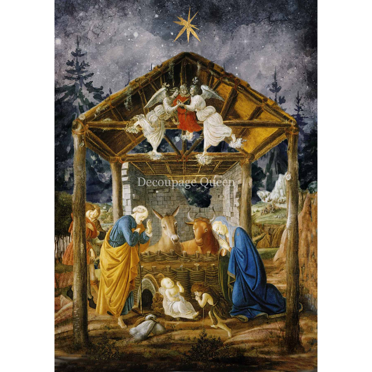 Nativity by Botticelli- Decoupage Rice Paper by Decoupage Queen ...