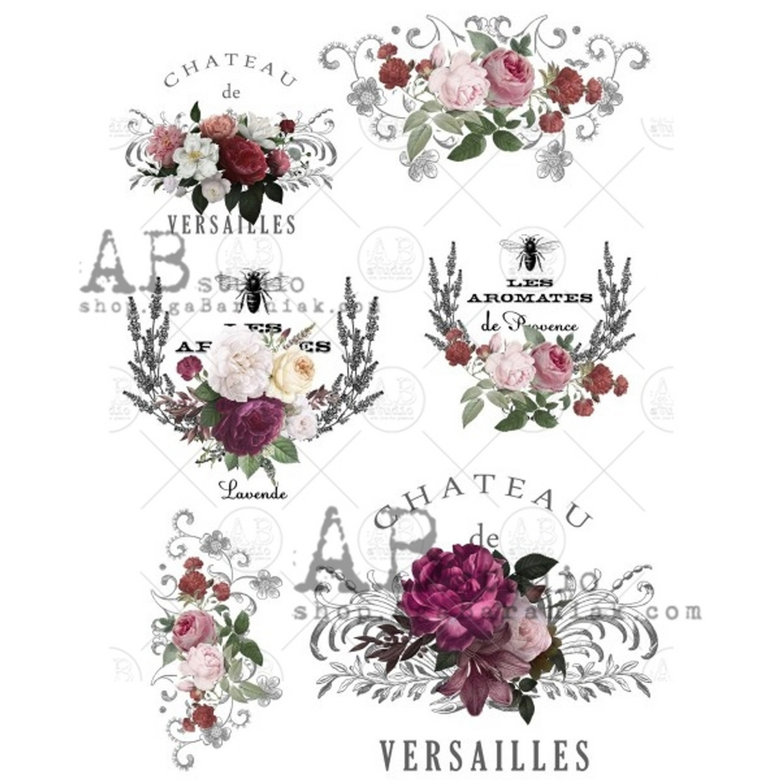 Pink & Red Parisian Labels -Decoupage Rice Paper - AB Studio – Milton's ...